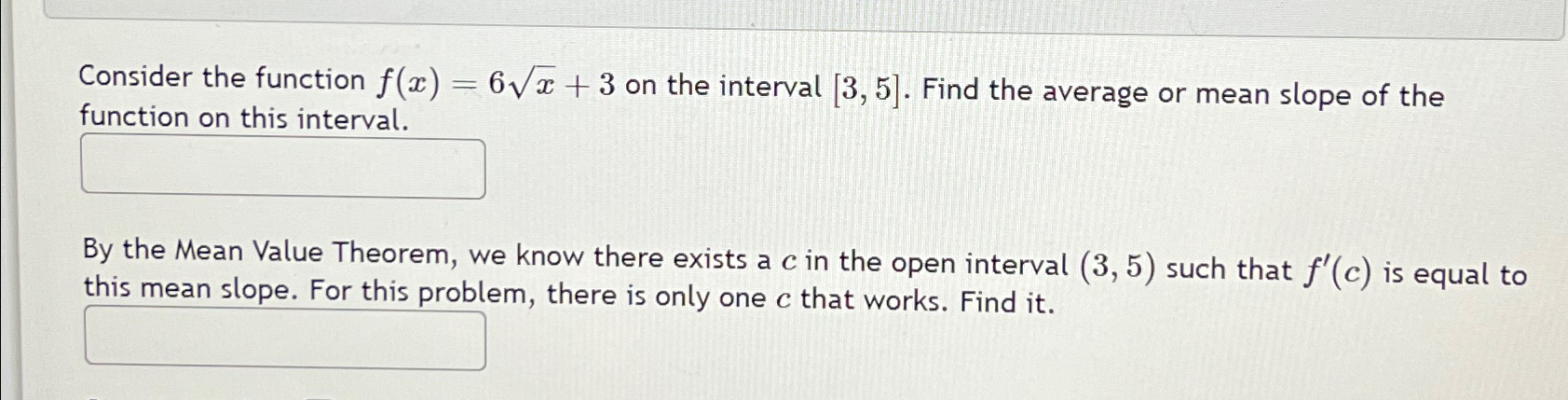 Solved Consider the function f(x)=6x2+3 ﻿on the interval | Chegg.com