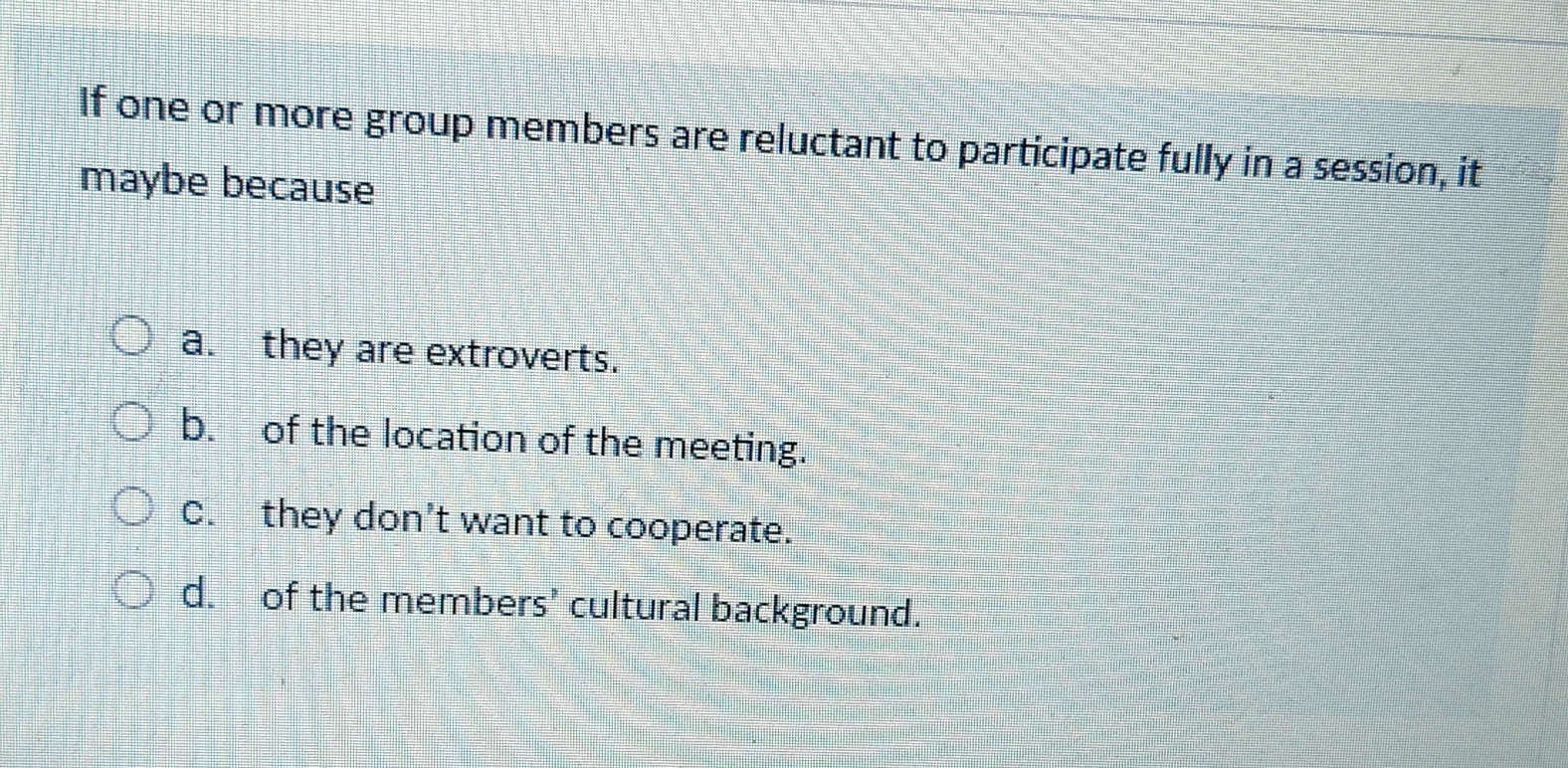 Solved If one or more group members are reluctant to | Chegg.com
