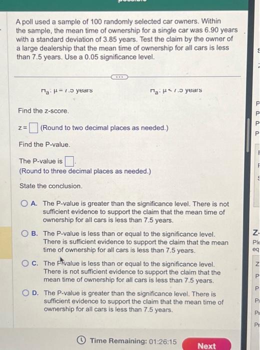 Solved A poll used a sample of 100 randomly selected car | Chegg.com