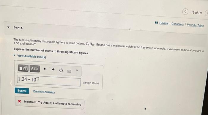 Solved 19 of 29 Review Constants 1 Periodic Table Part A The | Chegg.com