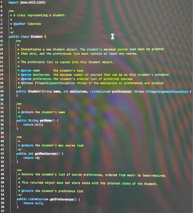 Solved import java.utit.List; * A class representing a | Chegg.com