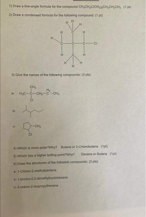Solved 1) Draw a line-angle formula for the compound 2) Draw | Chegg.com