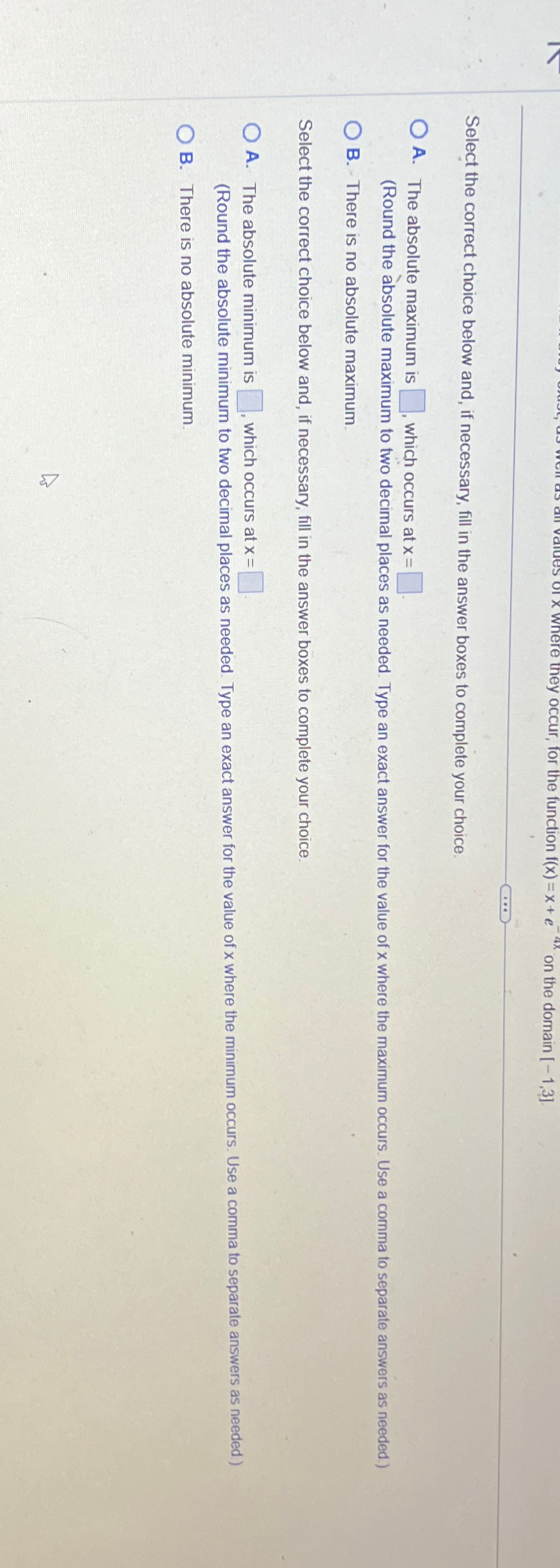 Select the correct choice below and, if necessary, | Chegg.com