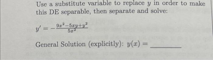 Solved Use a substitute variable to replace y in order to | Chegg.com