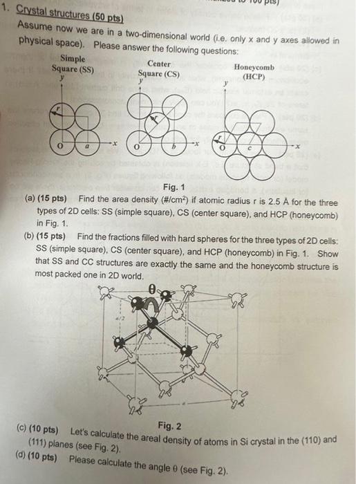 Solved Crystal structures ( 50pts) Assume now we are in a | Chegg.com