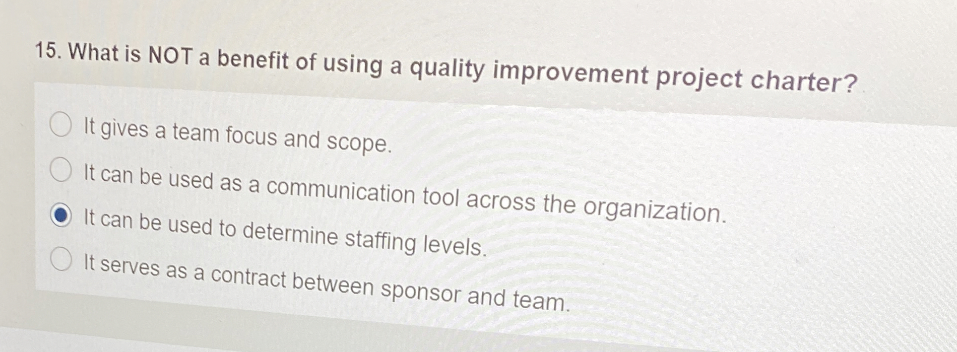 Solved What is NOT a benefit of using a quality improvement | Chegg.com