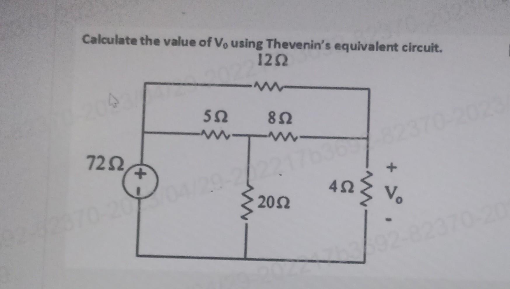 Solved Calculate the value of V0 using Thevenin's equivalent | Chegg.com