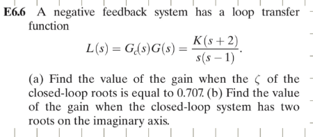 Solved E6.6 ﻿A negative feedback system has a loop | Chegg.com