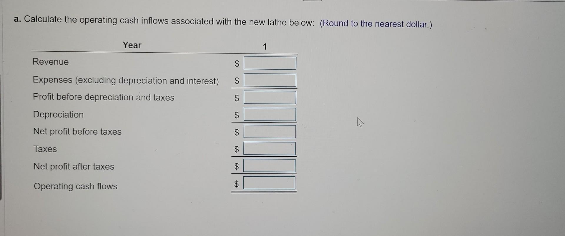 Solved Operating cash inflows Strong Tool Company has been | Chegg.com
