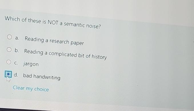Solved Which of these is NOT a semantic noise?a. ﻿Reading a | Chegg.com