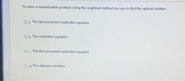 Solved To solve a maximization problem using the graphical | Chegg.com