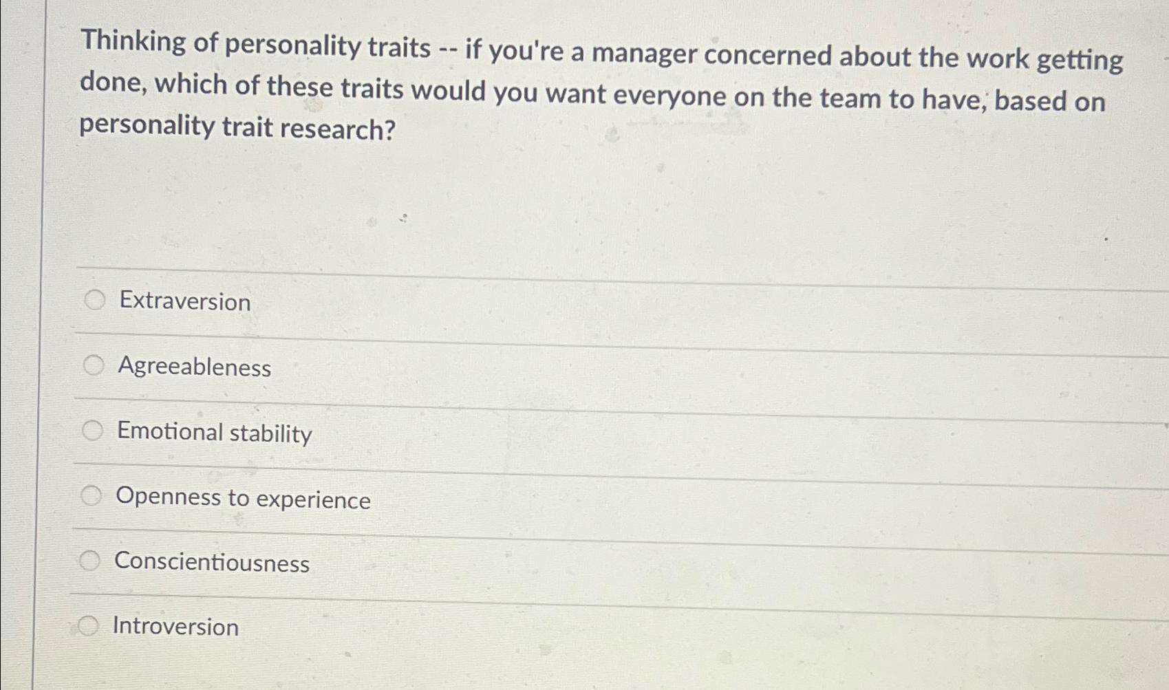 Solved Thinking of personality traits -- ﻿if you're a | Chegg.com