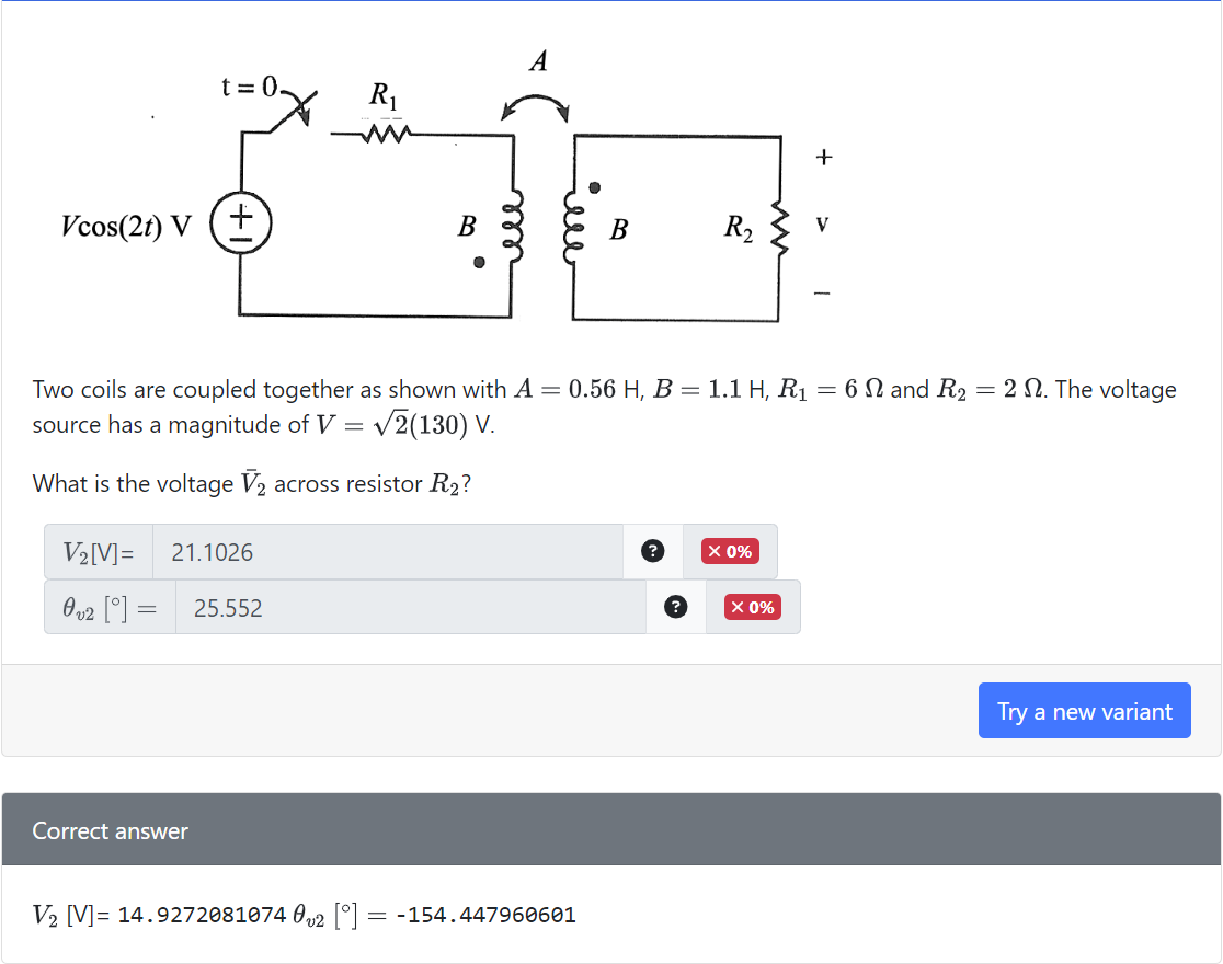 Solved Two coils are coupled together as shown with | Chegg.com