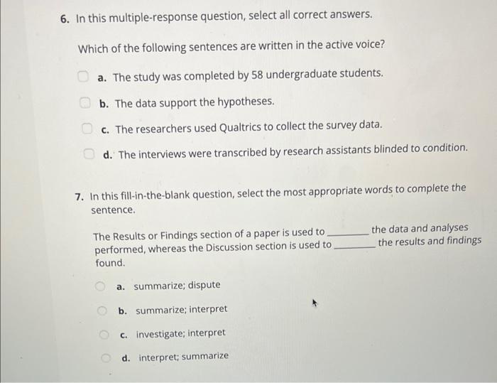 Solved 6. In this multiple-response question, select all | Chegg.com
