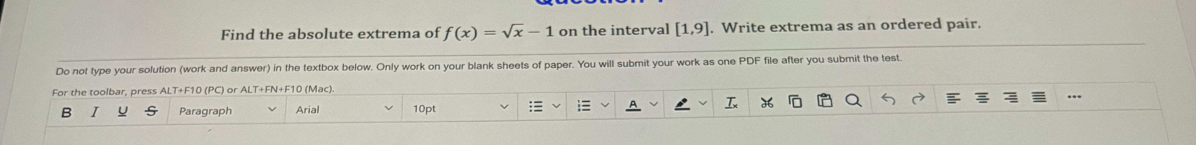 Solved Find the absolute extrema of f(x) = ﻿Vx - 1 ﻿on the | Chegg.com