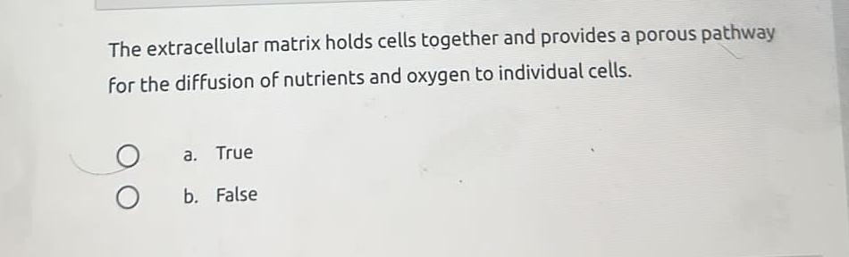 Solved The extracellular matrix holds cells together and | Chegg.com
