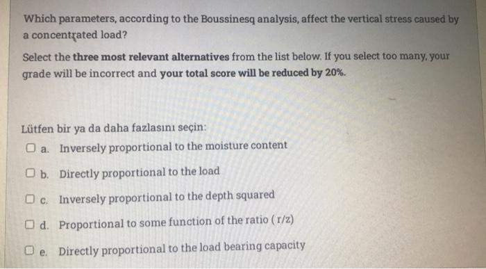 Solved Which parameters, according to the Boussinesq | Chegg.com