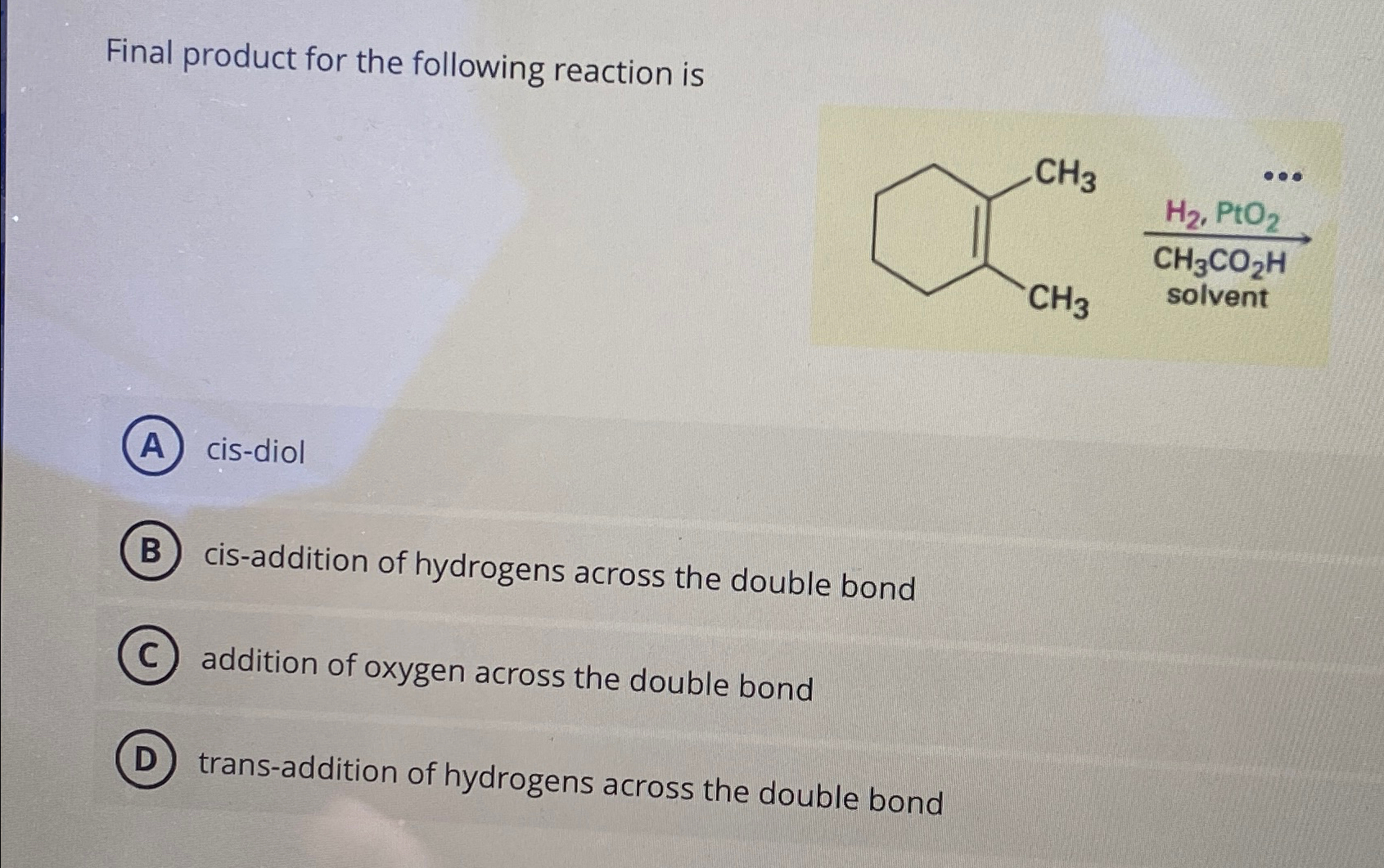 Solved Final product for the following reaction | Chegg.com