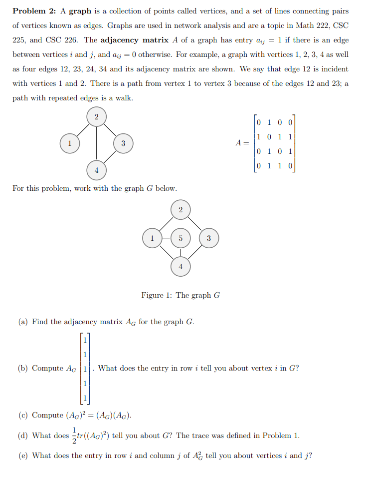 Solved Problem 2: A graph is a collection of points called | Chegg.com