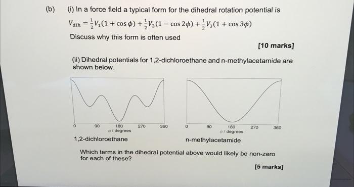 Solved (i) In a force field a typical form for the dihedral | Chegg.com