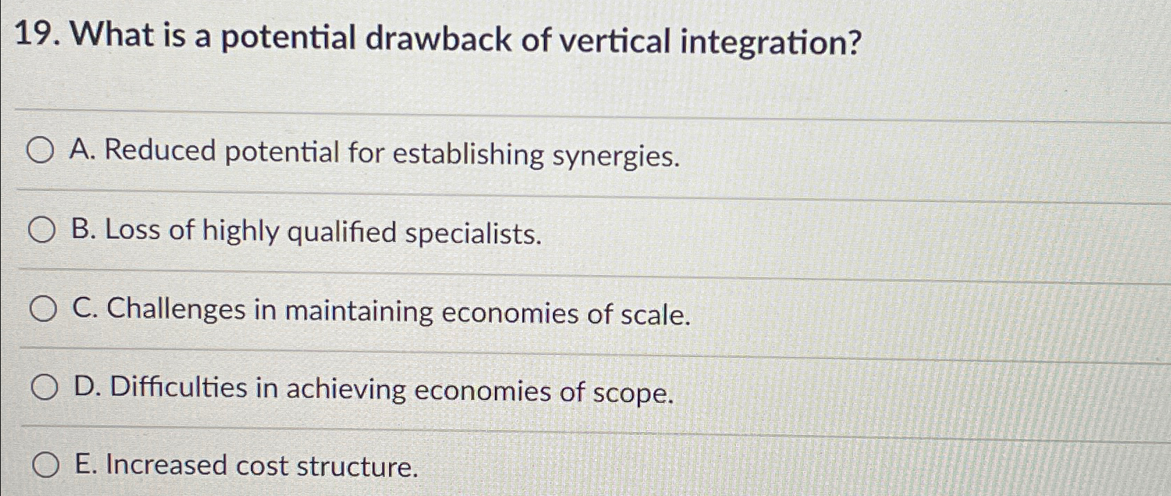 Solved What is a potential drawback of vertical | Chegg.com