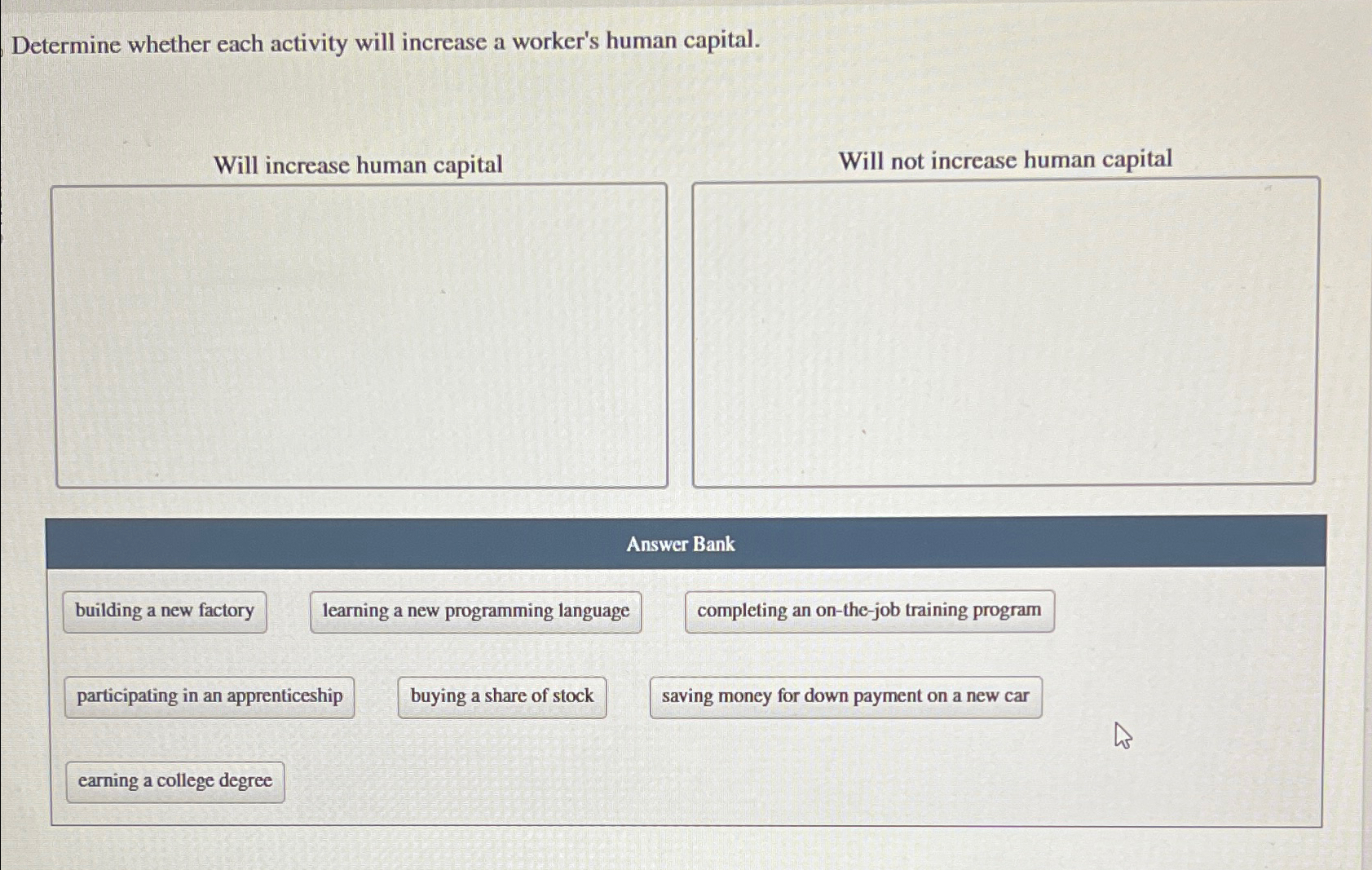 Solved Determine whether each activity will increase a | Chegg.com
