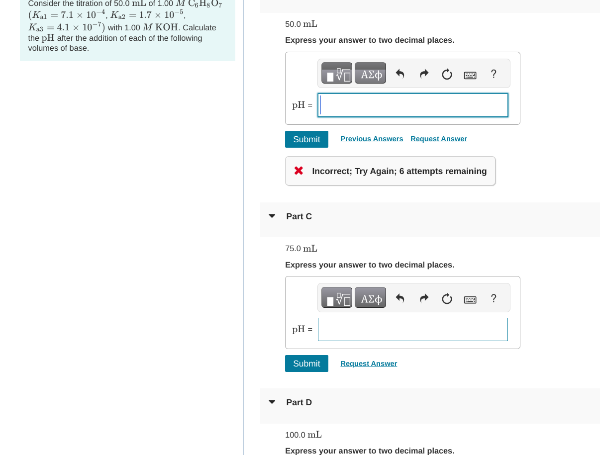 Solved Consider the titration of 50.0mL ﻿of | Chegg.com