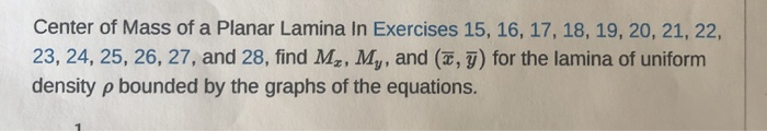 Solved Center of Mass of a Planar Lamina In Exercises 15, | Chegg.com
