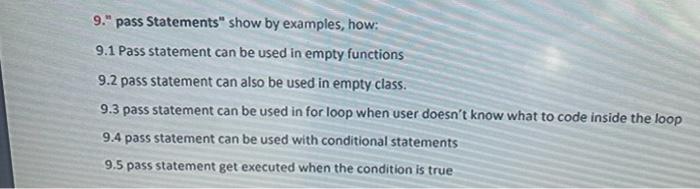 Solved OHpass Statements" show by examples, how:9.1 Pass | Chegg.com