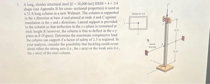 1. A long, slender structural steel | Chegg.com