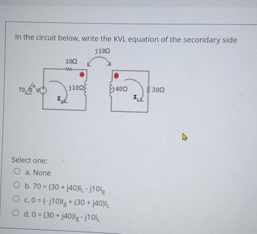 Solved In the circuit below, write the KVL equation of the | Chegg.com