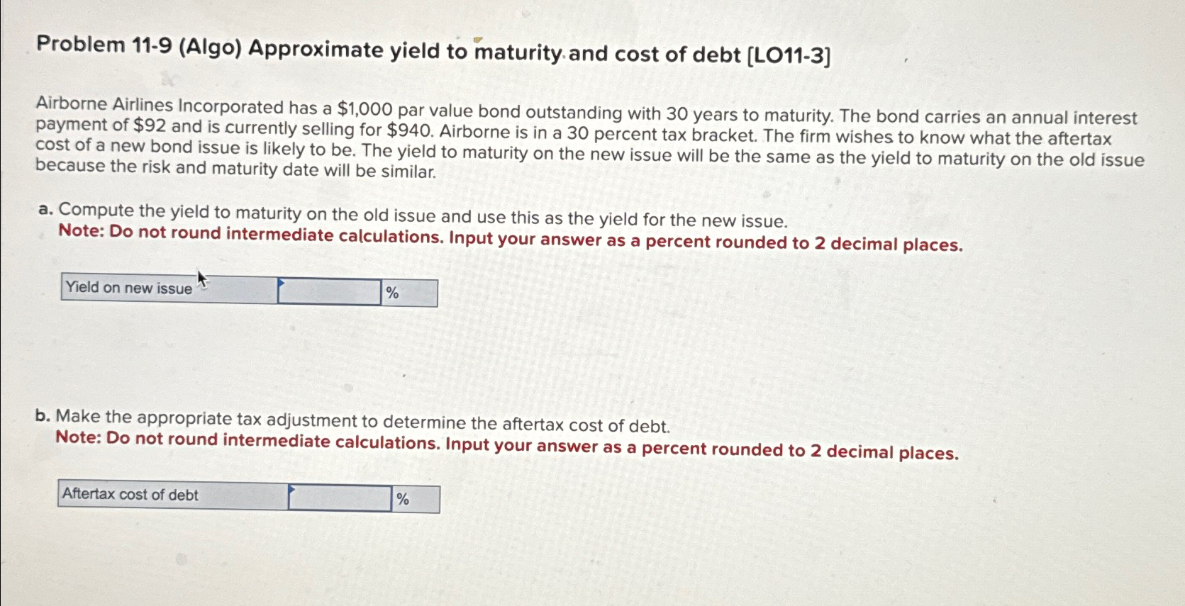 Solved Problem 11-9 (Algo) ﻿Approximate yield to maturity | Chegg.com