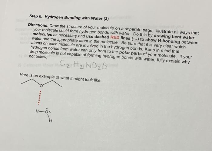 Solved Step 6: Hydrogen Bonding with Water (3) Directions: | Chegg.com