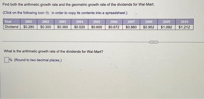 Solved Find both the arithmetic growth rate and the | Chegg.com