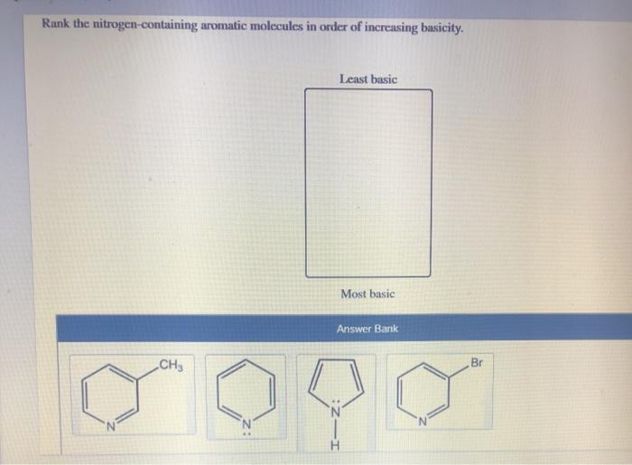 Solved Rank the compounds in order of basicity Most basic | Chegg.com