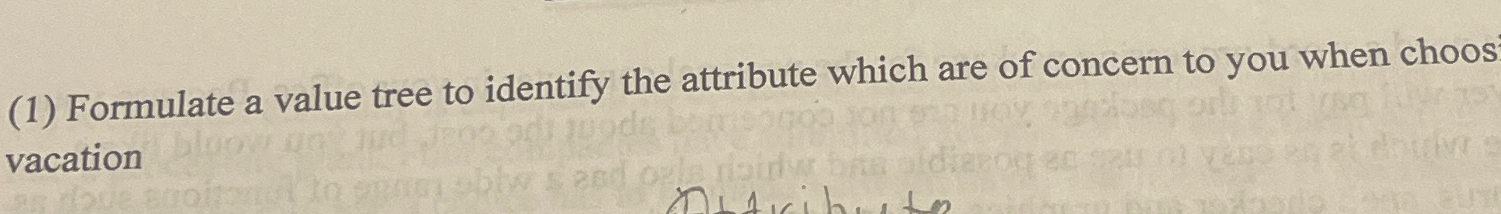 Solved (1) ﻿Formulate a value tree to identify the attribute | Chegg.com