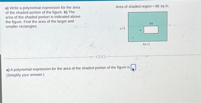 Solved a) Write a polynomial expression for the area Area of | Chegg.com