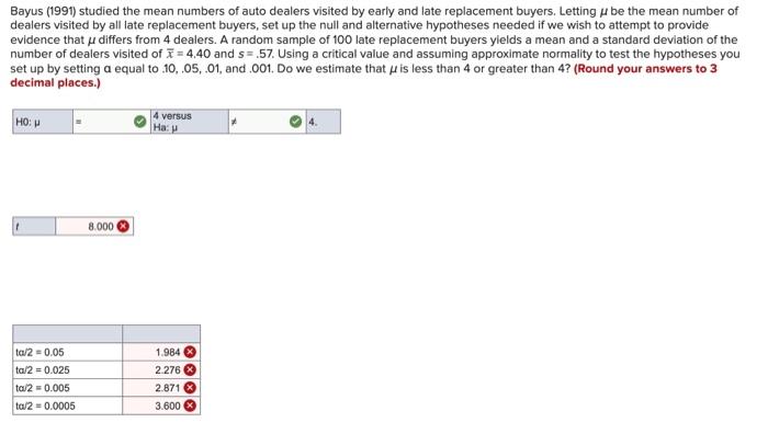 Solved Bayus (1991) studied the mean numbers of auto dealers | Chegg.com
