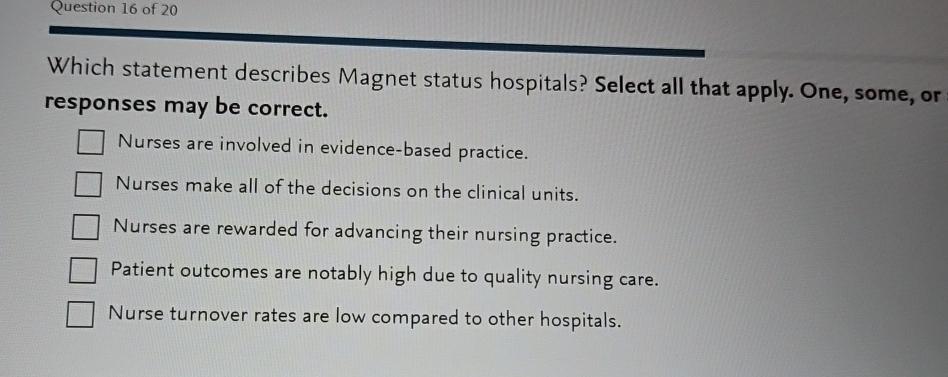 Solved Question 16 ﻿of 20Which statement describes Magnet | Chegg.com
