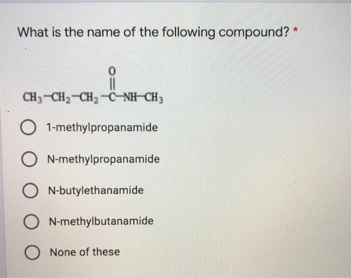 Solved What is the name of the compound shown? ZI | Chegg.com