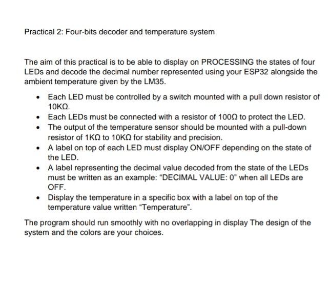 Solved Practical 2: Four-bits decoder and temperature system | Chegg.com