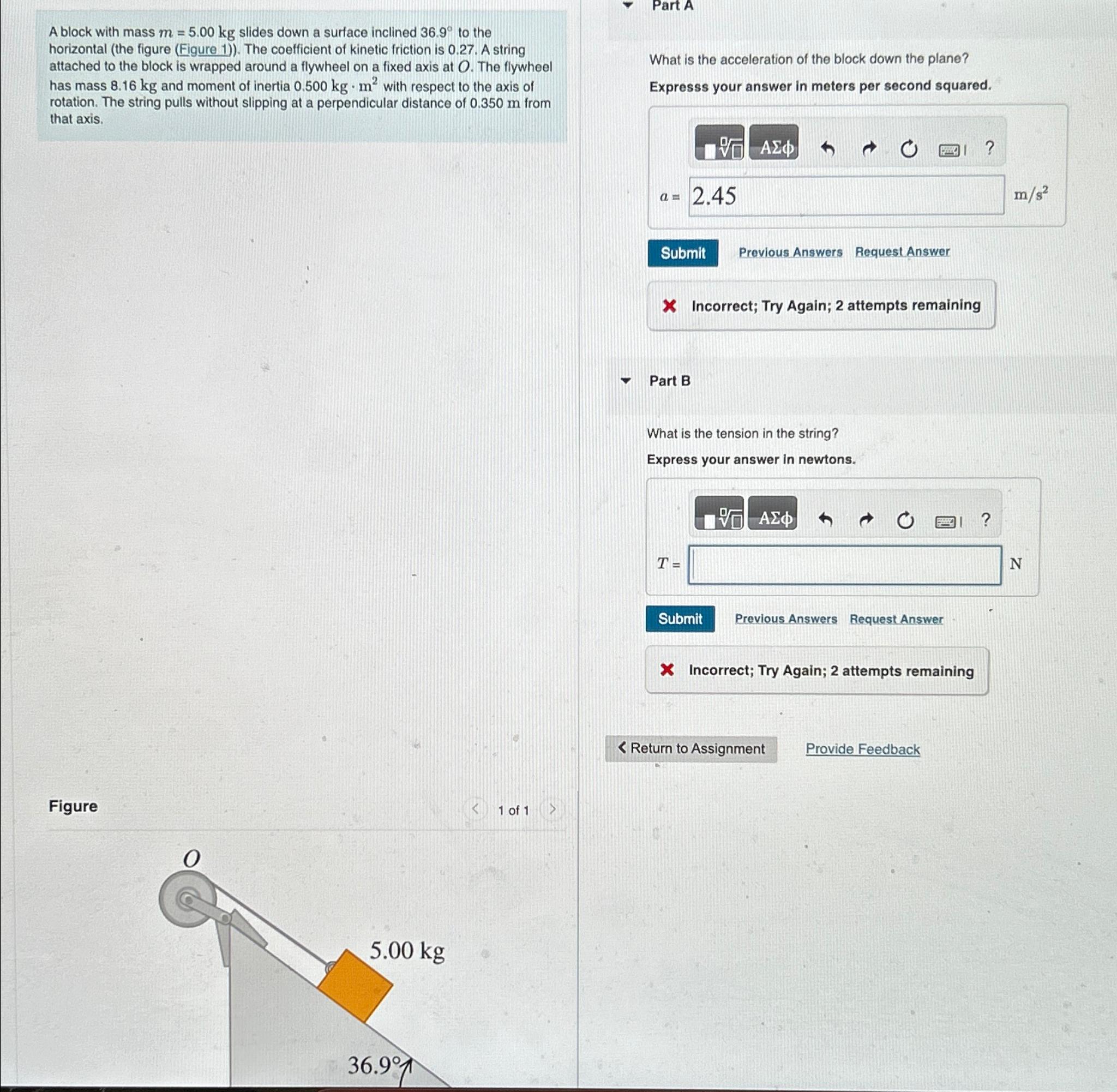 Solved A block with mass m=5.00kg ﻿slides down a surface | Chegg.com