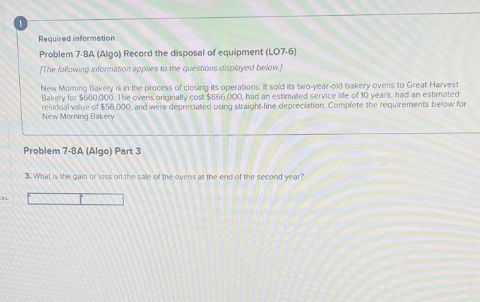 Solved Required information Problem 7.8A (Algo) Record the | Chegg.com