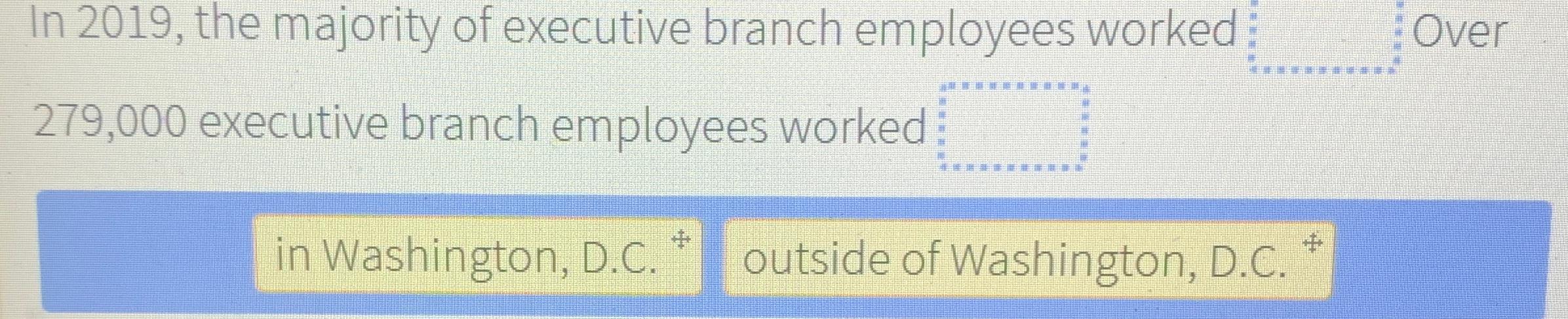 Solved In 2019, ﻿the majority of executive branch employees | Chegg.com