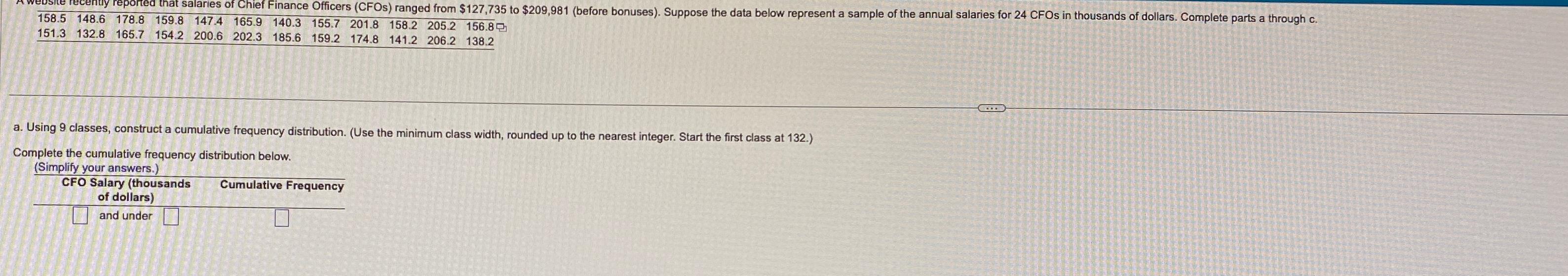 Solved a. ﻿Using 9 ﻿classes, construct a cumulative | Chegg.com