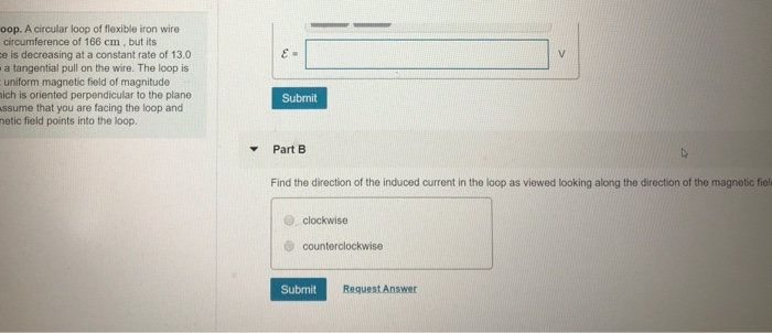 Solved Part A Shrinking Loop. A circular loop of flexible | Chegg.com