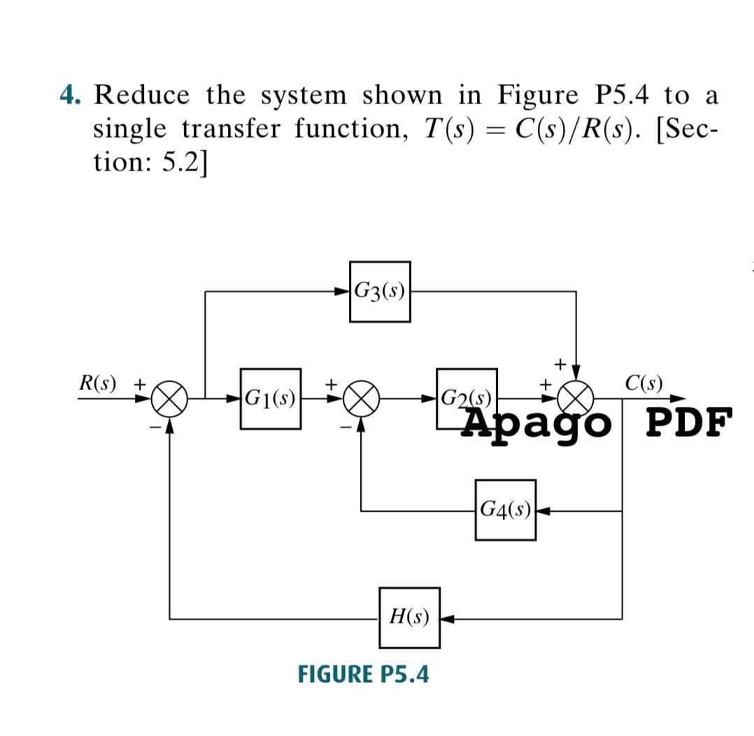 Solved Reduce the system shown in Figure P5.4 ﻿to asingle | Chegg.com