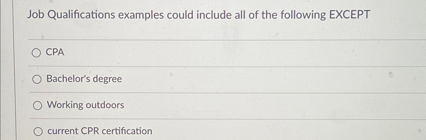 Solved Job Qualifications examples could include all of the | Chegg.com