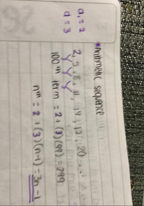 Solved *Anitmmetic sequencea1=2d=32,5,8,11,14,12,20100th | Chegg.com