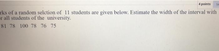Solved The final exam marks of a random selction of 11 | Chegg.com